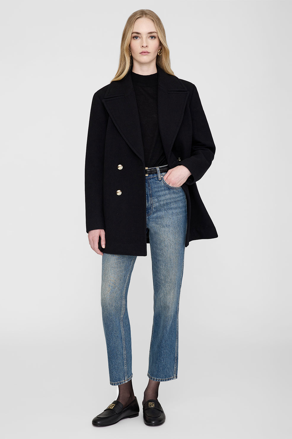 Corrine Loafers Monogram - Black Mini Embossed – ANINE BING EU