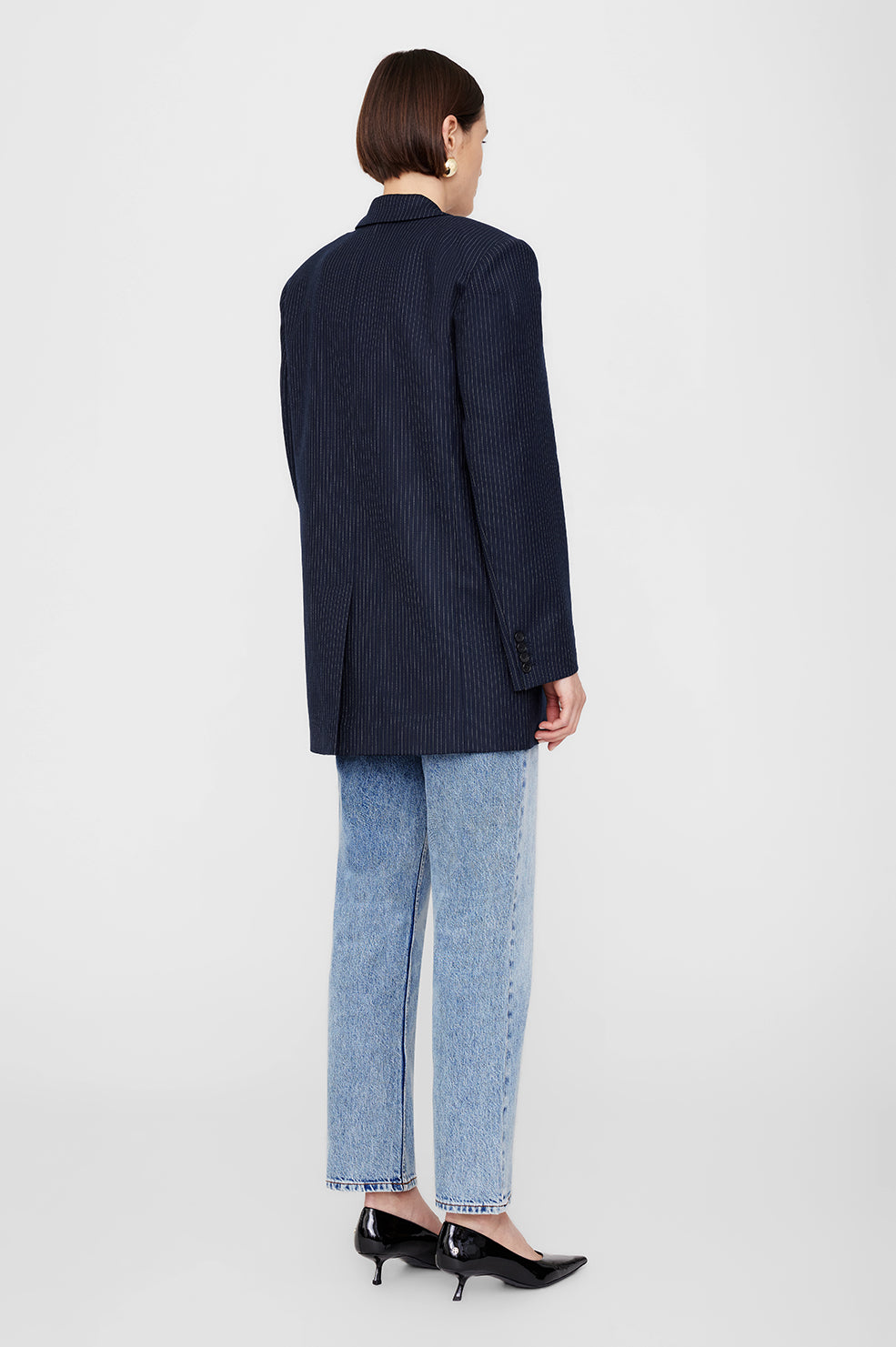ANINE BING Declan Blazer - Navy Pinstripe – ANINE BING EU