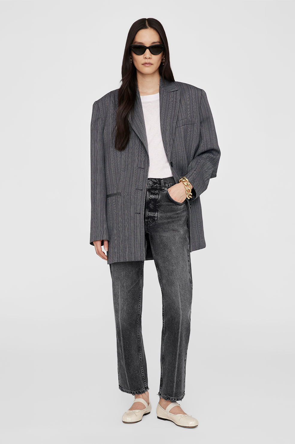 ANINE BING Jolie Flats - Bone Crinkled Patent – ANINE BING EU